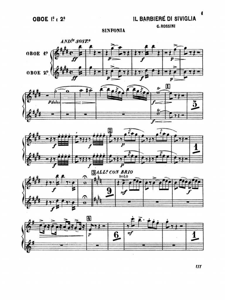 Obertua ROSSINI - BARBER - Oboe - 1, - 2 | PDF