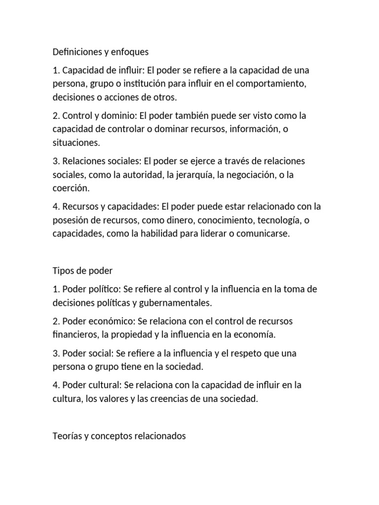 Tipos y Teorías del Poder | PDF
