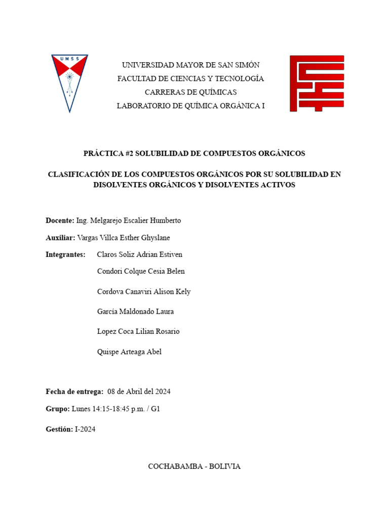 Informe 1-Lab. Orga | PDF | Solubilidad | Solvente