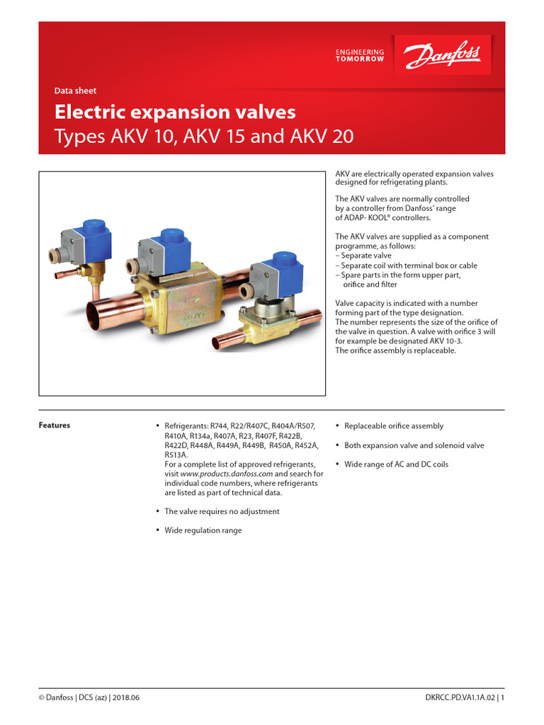 Electric expansion valves - Types AKV 10, AKV 15 and AKV 20 | PDF ...