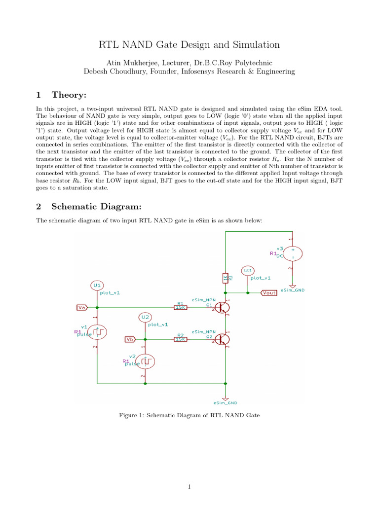 RTL NAND Gate Design and Simulation | PDF | Bipolar Junction Transistor | Semiconductor Devices