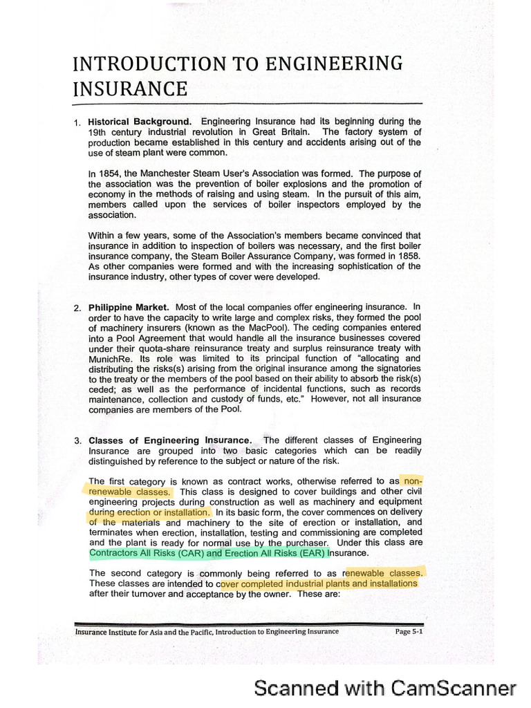 Introduction To Engineering Insurance | PDF