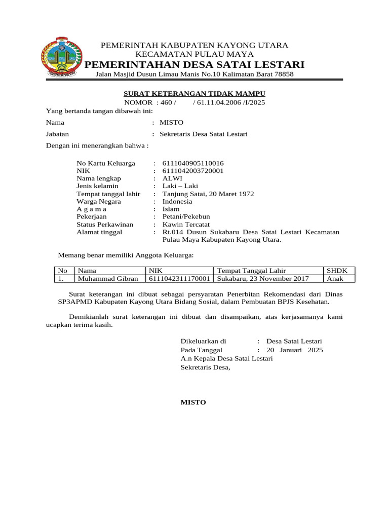 SKTM BPJS Hendri | PDF