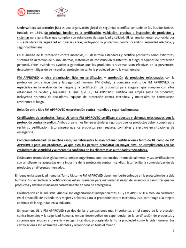 Underwriters Lab y FM APPROVED | PDF | Valores