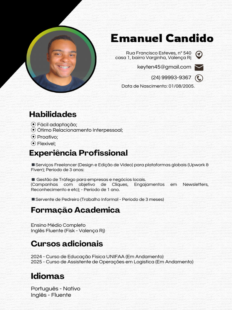 Currículo A4 Simples Preto - 20250128 - 140652 - 0000 | PDF