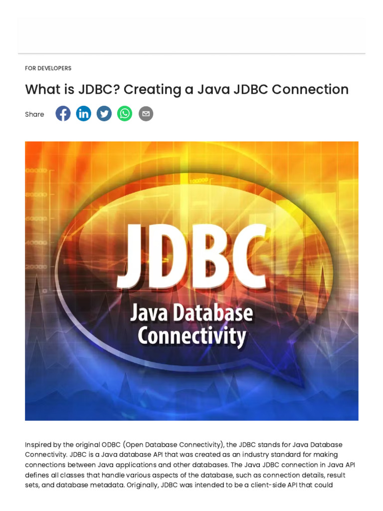 What Is JDBC - Understanding and Creating JDBC Connection | PDF | Databases | Sql