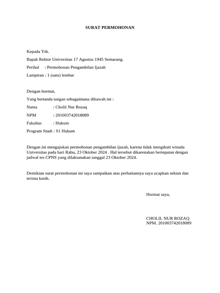 Surat Permohonan | PDF