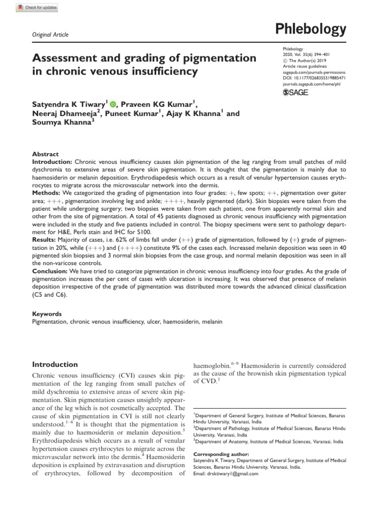 Phlebology June 2020.PDF (Pigmentation in Cvi) | PDF | Human Skin Color | Skin