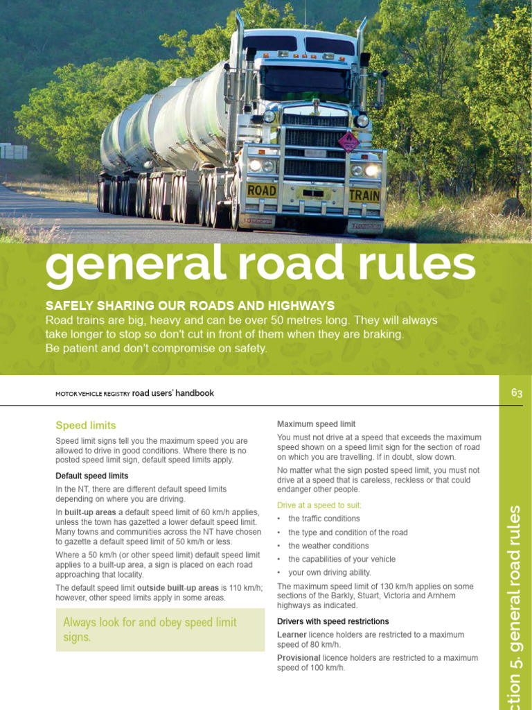 Section 5 General Road Rules Road Users Handbook | PDF | Traffic ...