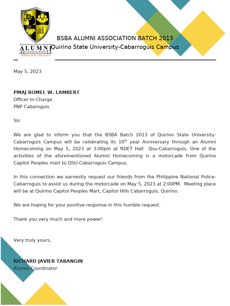 Letter Alumni | PDF