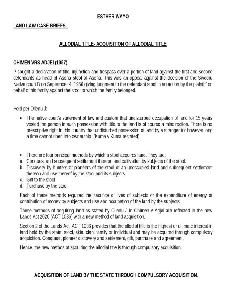 Esther Wayo 1 | PDF | Eminent Domain | Adverse Possession