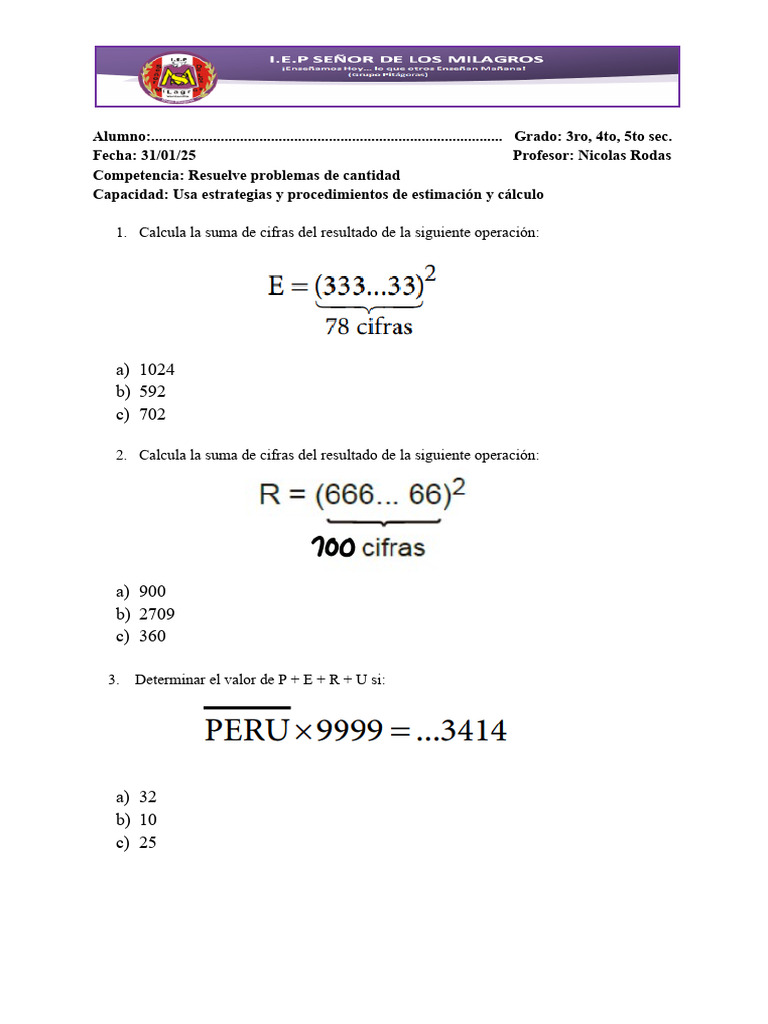 Examen_RM_Fis._3,4,5to_sec. | PDF