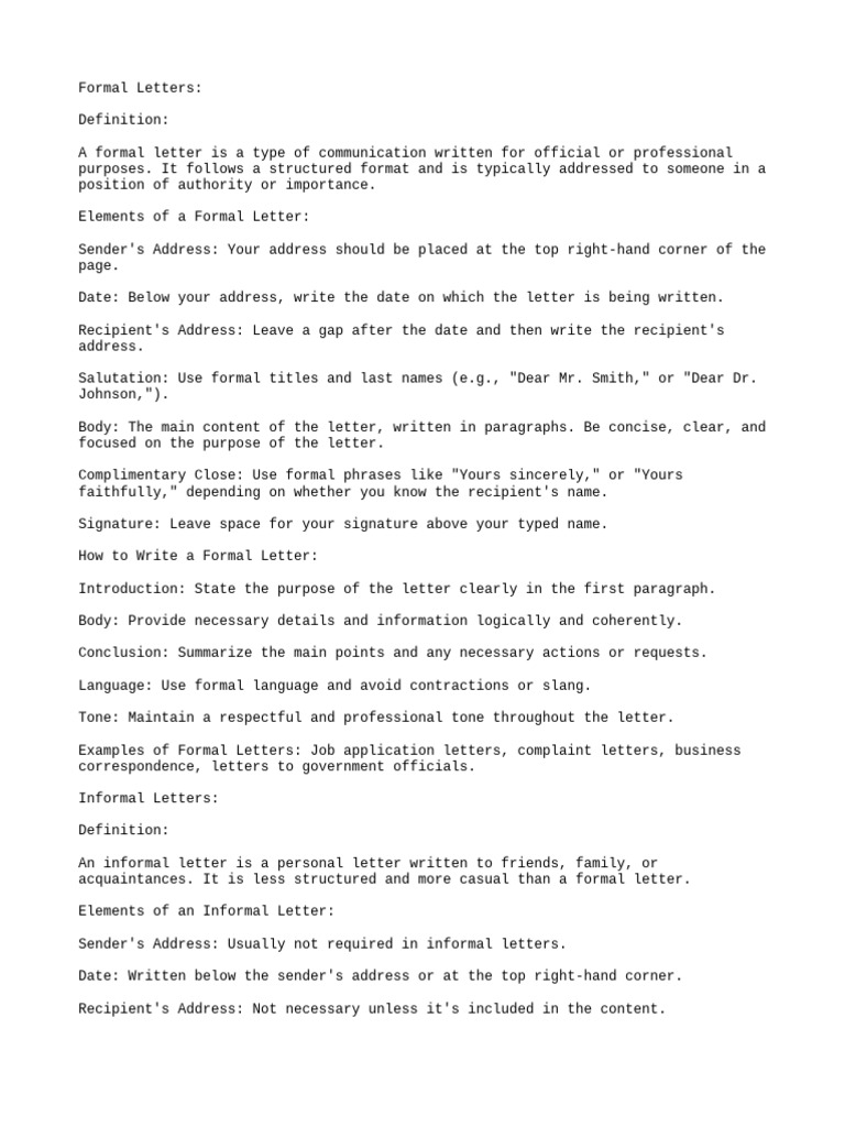 Formal And Informal Letters Pdf Communication Human Communication