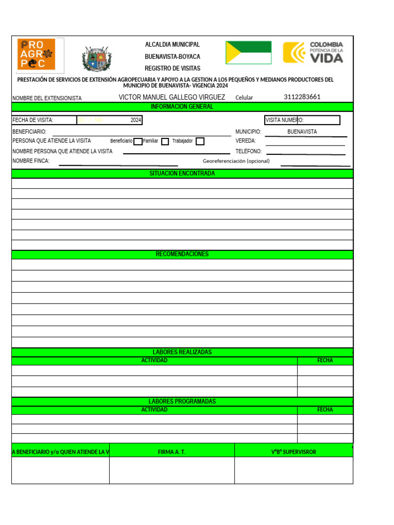 FORMATO REGISTRO DE VISITA TECNICA | PDF