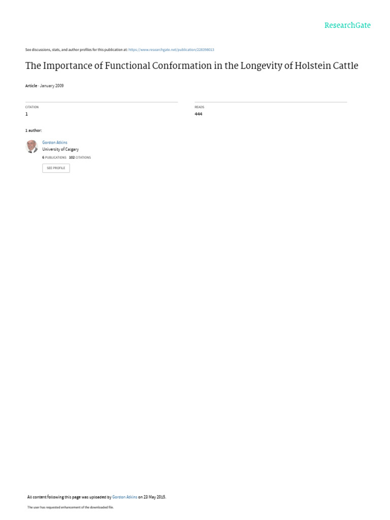 The Importance of Functional Conformation in The L | PDF | Cattle ...