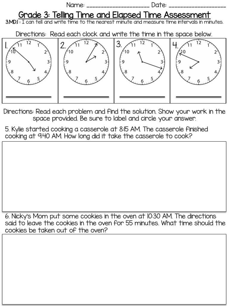 MDElapsed Time Common Core Assessment | PDF