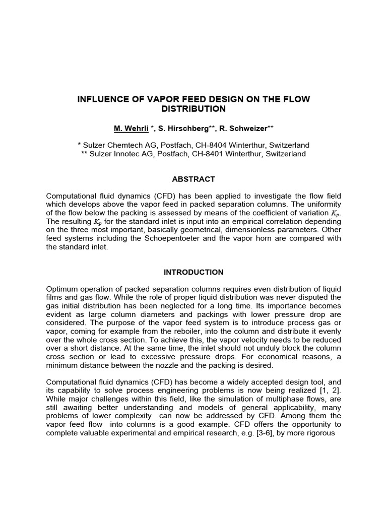 Vapor Feed Design Impact on Flow Distribution | PDF | Computational ...