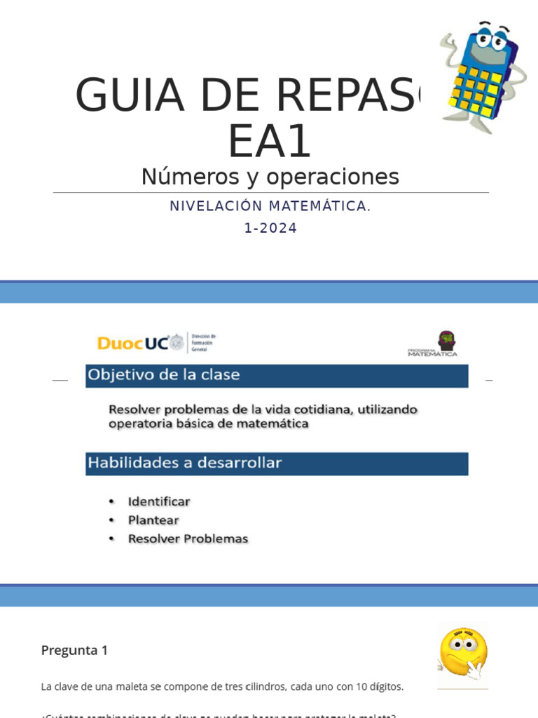 GUIA DE REPASO NIV MAT EA1 1-2024 | PDF