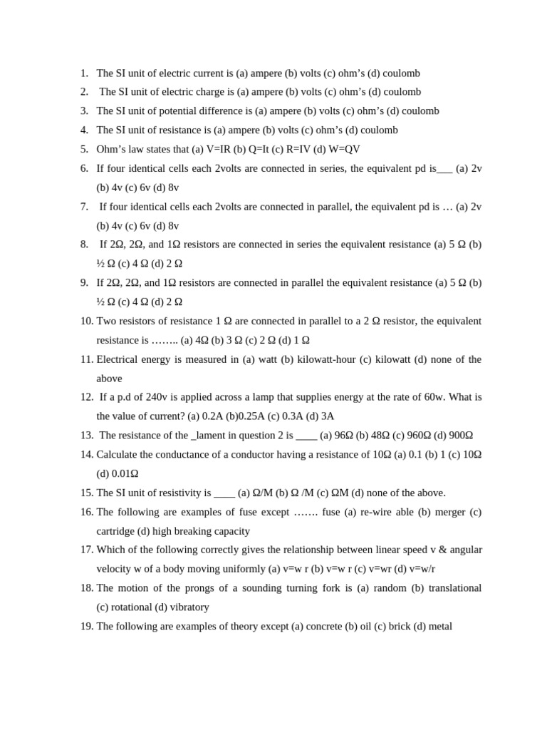 SS1 physics | PDF | Volt | Heat Transfer