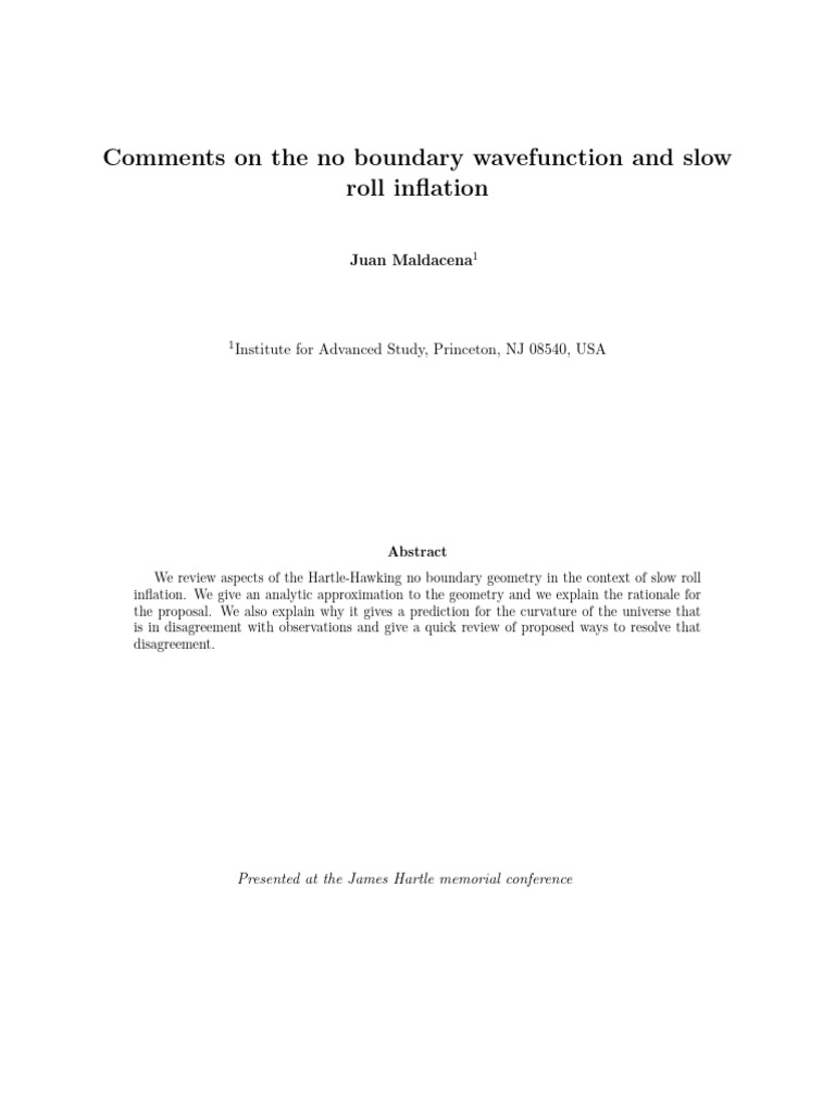 Maldacena-Slow Roll Inflation | PDF | Universe | Wave Function