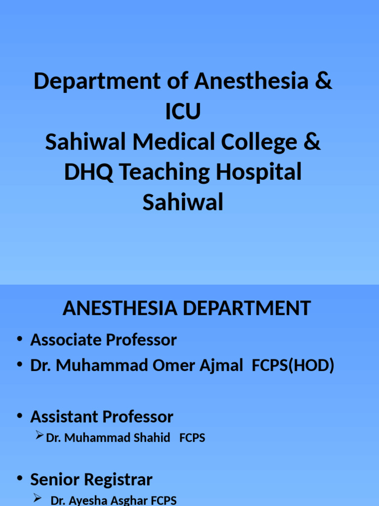 Department of Anaesthesia & ICU for Multimedia May 2019 | PDF | Intensive Care Unit | Surgery