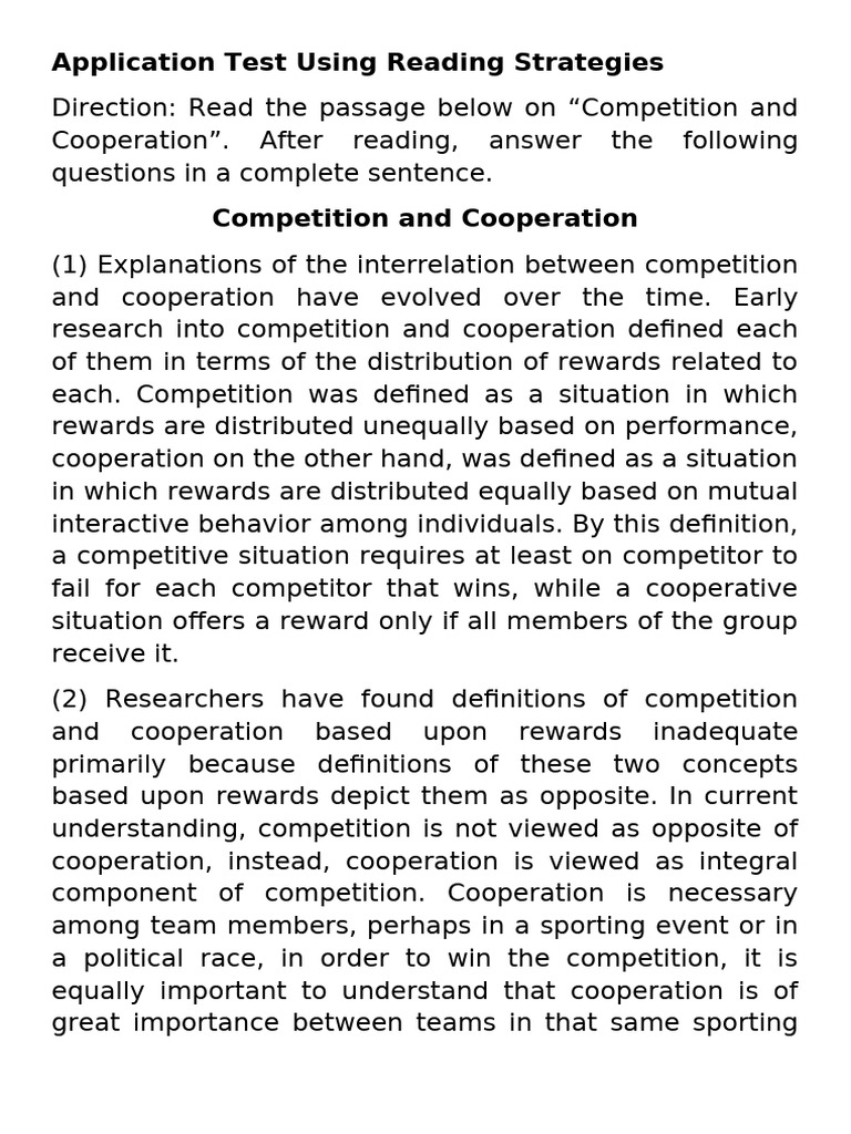 Competition vs. Cooperation Explained | PDF