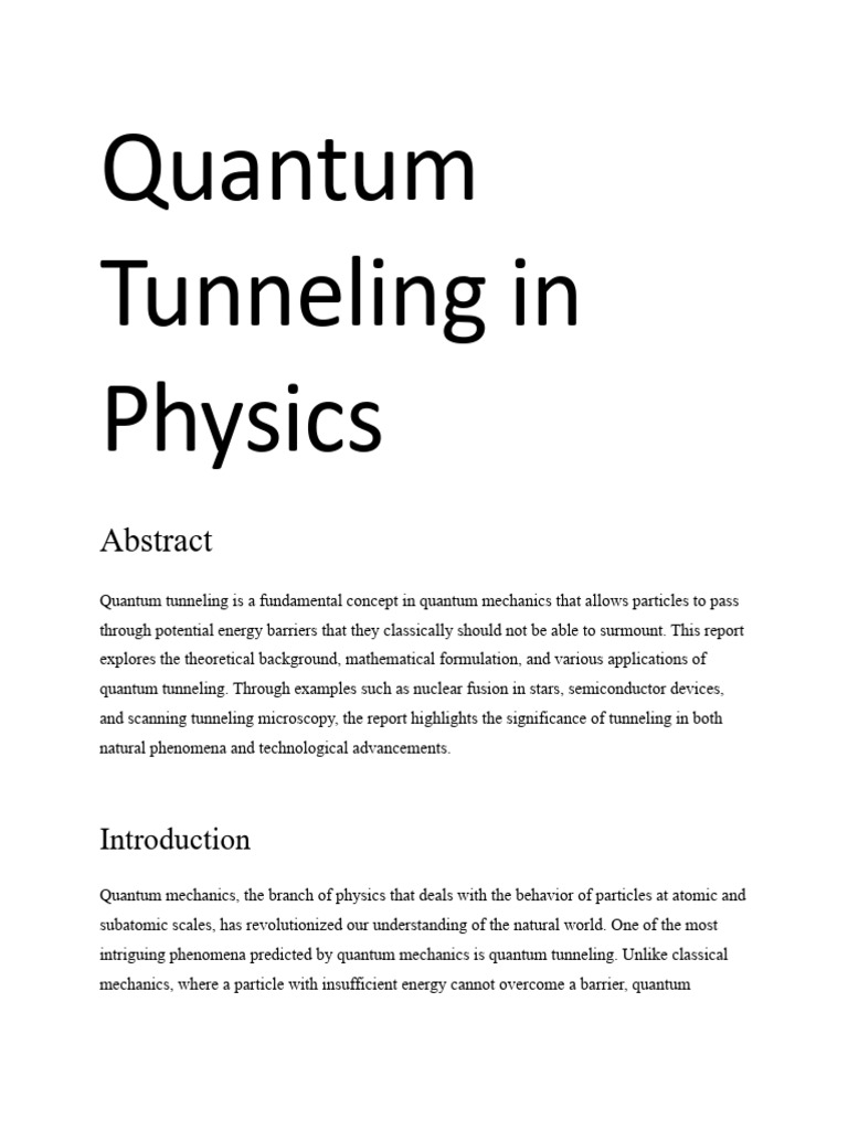 Quantum Tunneling Explained | PDF | Quantum Tunnelling | Quantum Mechanics