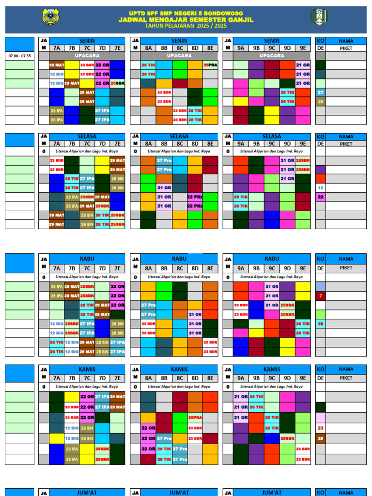 Jadwal 2024-2025 SMT Ganjil - Mantap Tim Kurikulum | PDF