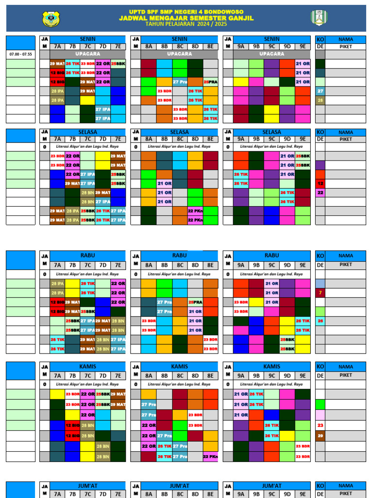 Jadwal 2024-2025 SMT Ganjil - Revisi 16 Juli 2024 | PDF