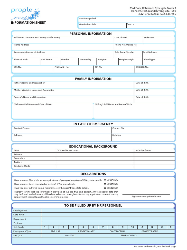 INFO SHEET | PDF | Employment | Labor