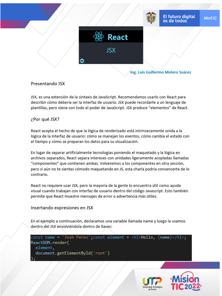 01 JSX | PDF | Modelo de objeto de documento | Script Java