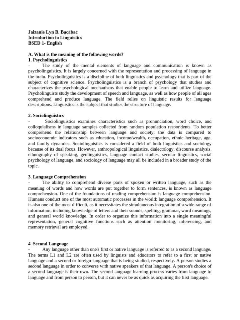 Activity 3 - Introduction To Linguistics - Bacabac | PDF ...