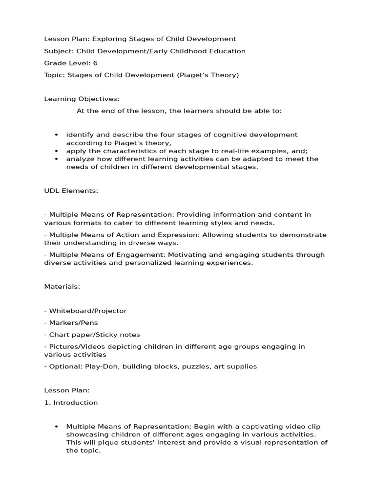 LP - Stages of Child Dvlpmt. | PDF | Learning | Child Development