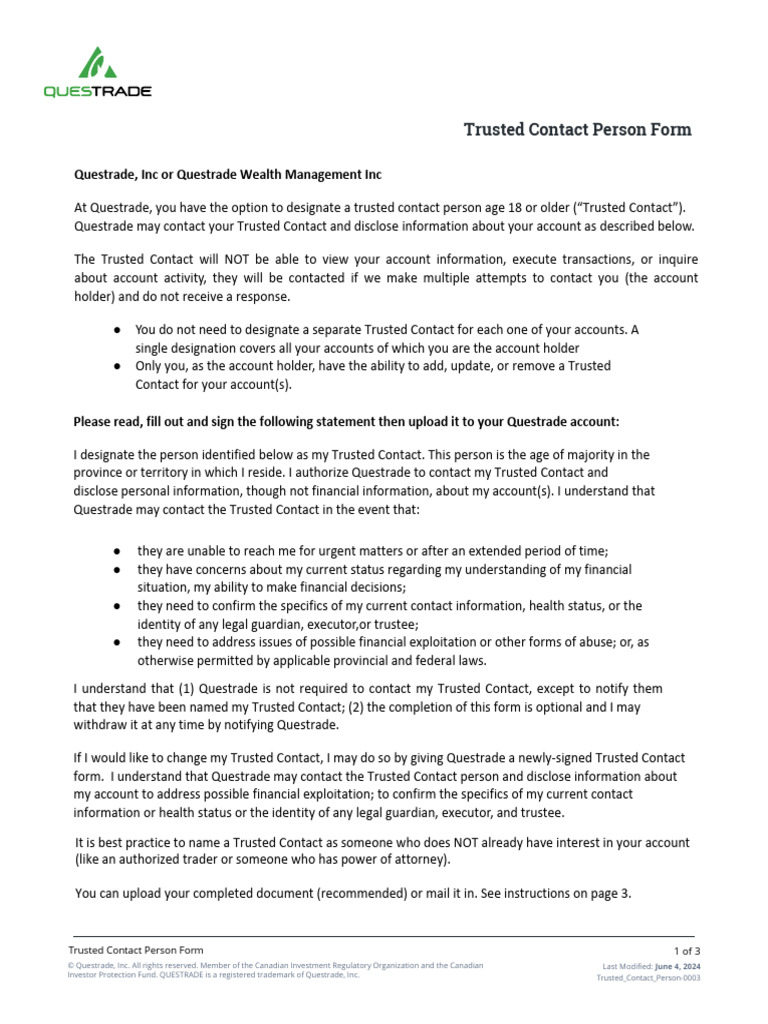 Trusted Contact Person Form | PDF