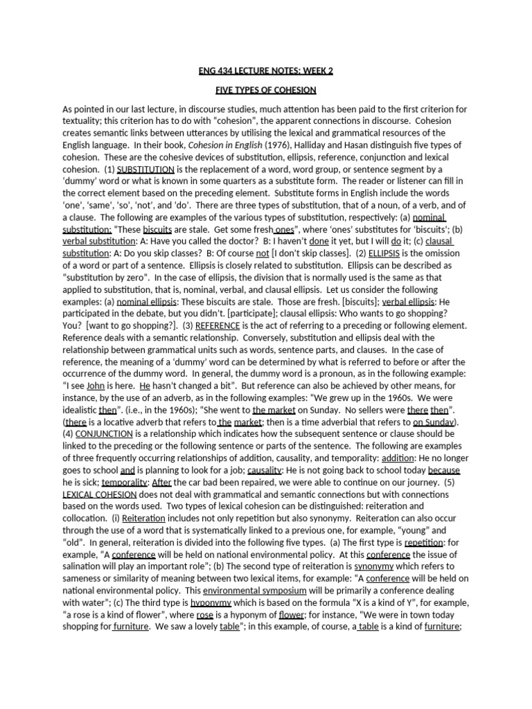 Five Types of Cohesion Explained | PDF | Word | Grammar