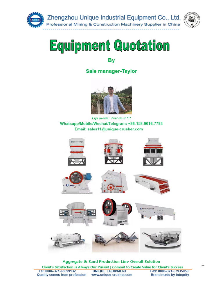 Zhengzhou Unique Quotation-300tph Crushing Plant-20240816 | PDF