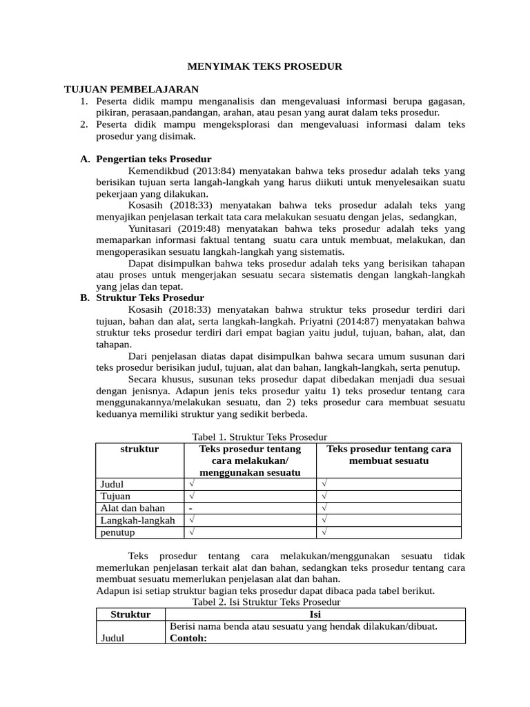 Struktur dan Ciri Teks Prosedur | PDF