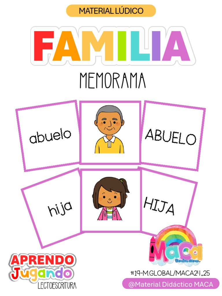 Memorama Familiar: Material Didáctico | PDF