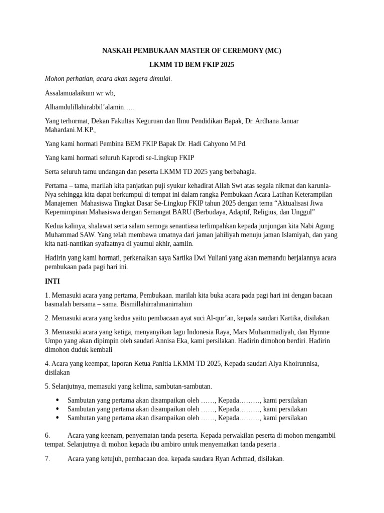 Contoh Teks MC Formal | PDF