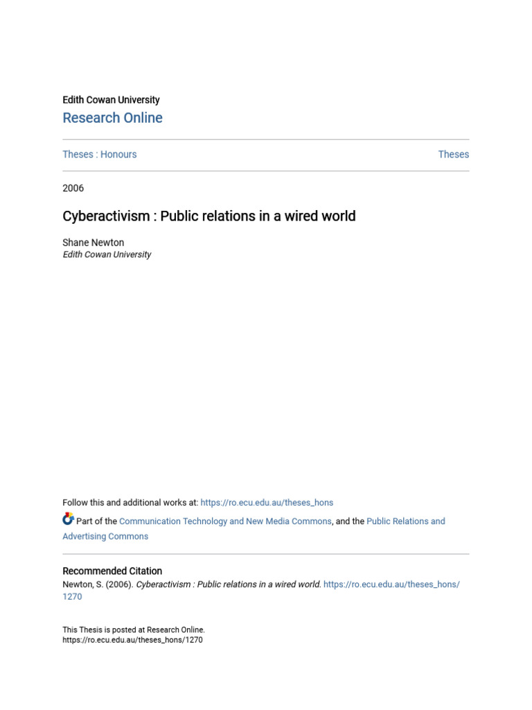 Cyberactivism - Public Relations in a Wired World | PDF | Public ...