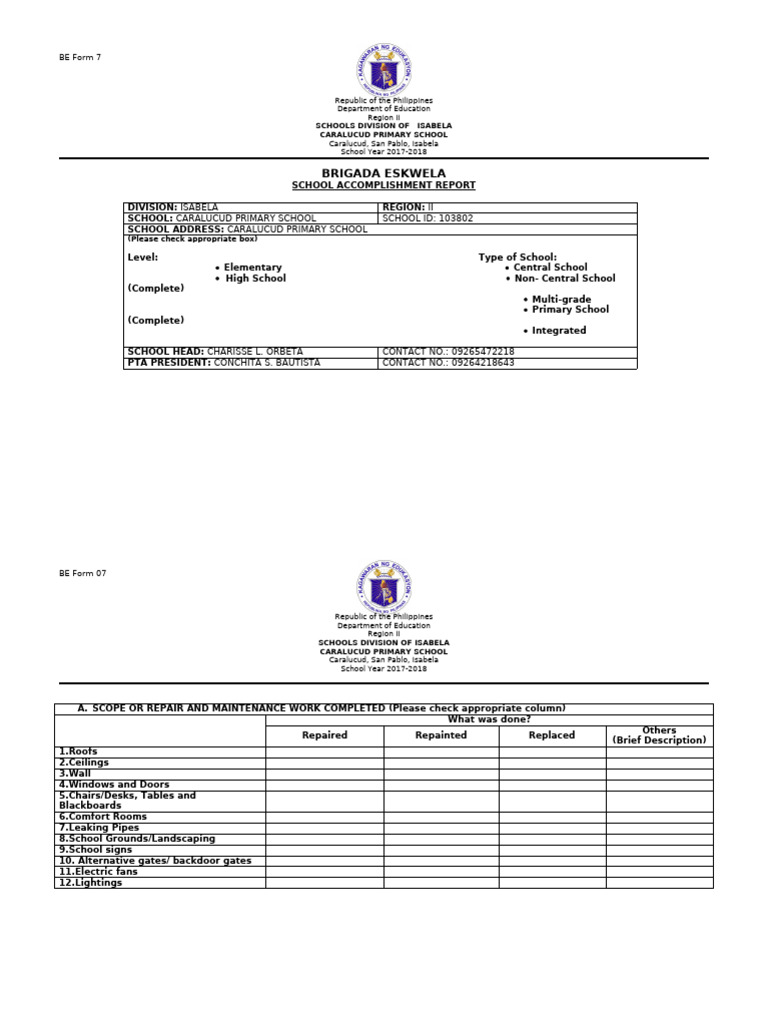 BE-Form-7-SCHOOL-ACCOMPLISHMENT-REPORT | PDF