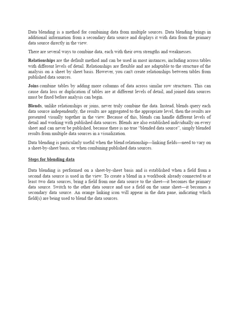 Data Blending.docx | PDF | Table (Database) | Data Management