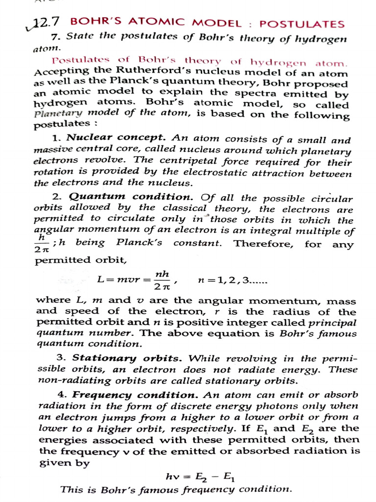 Bohrs Atomic Model | PDF
