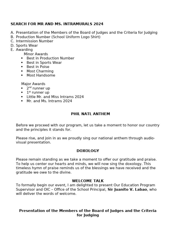 Search For MR and MS Intrams Emcee | PDF