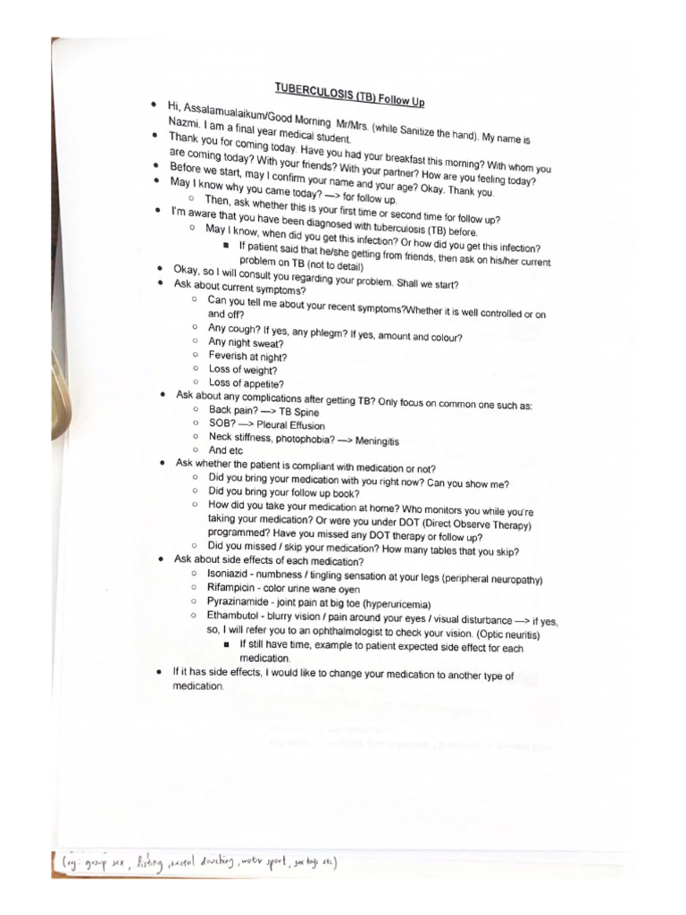 Tuberculosis (TB) Follow Up | PDF