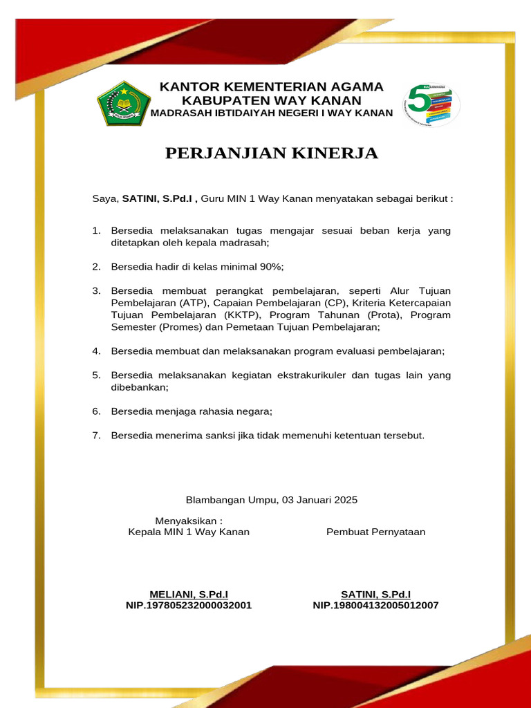 Perjanjian Kinerja 2025 | PDF