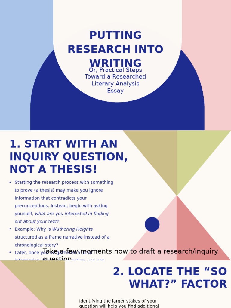 PUTTING RESEARCH INTO WRITING For Lit Analysis | PDF