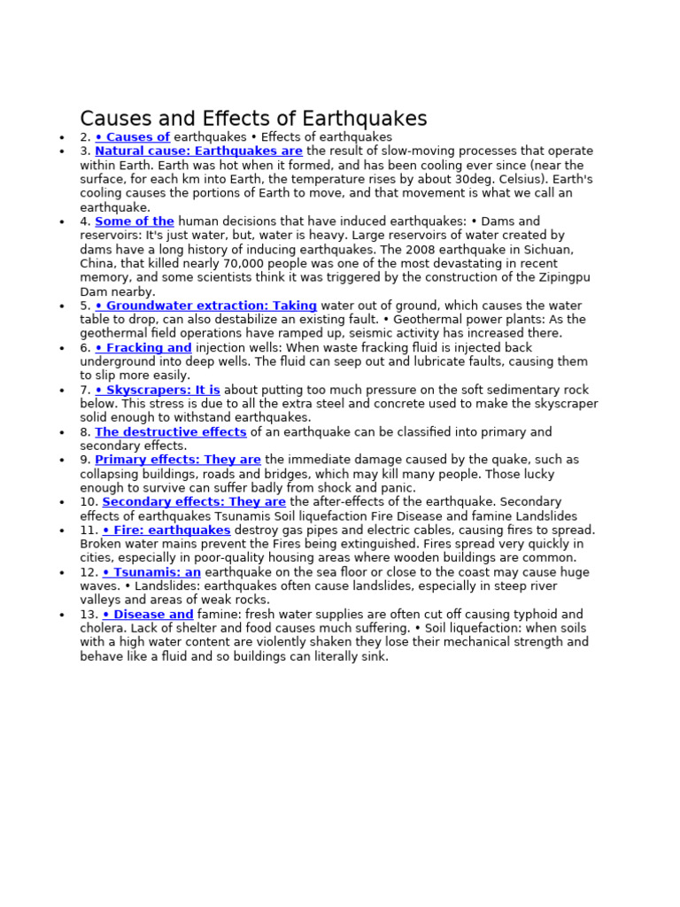 Causes and Effects of Earthquakes | PDF | Earthquakes | Natural Hazards