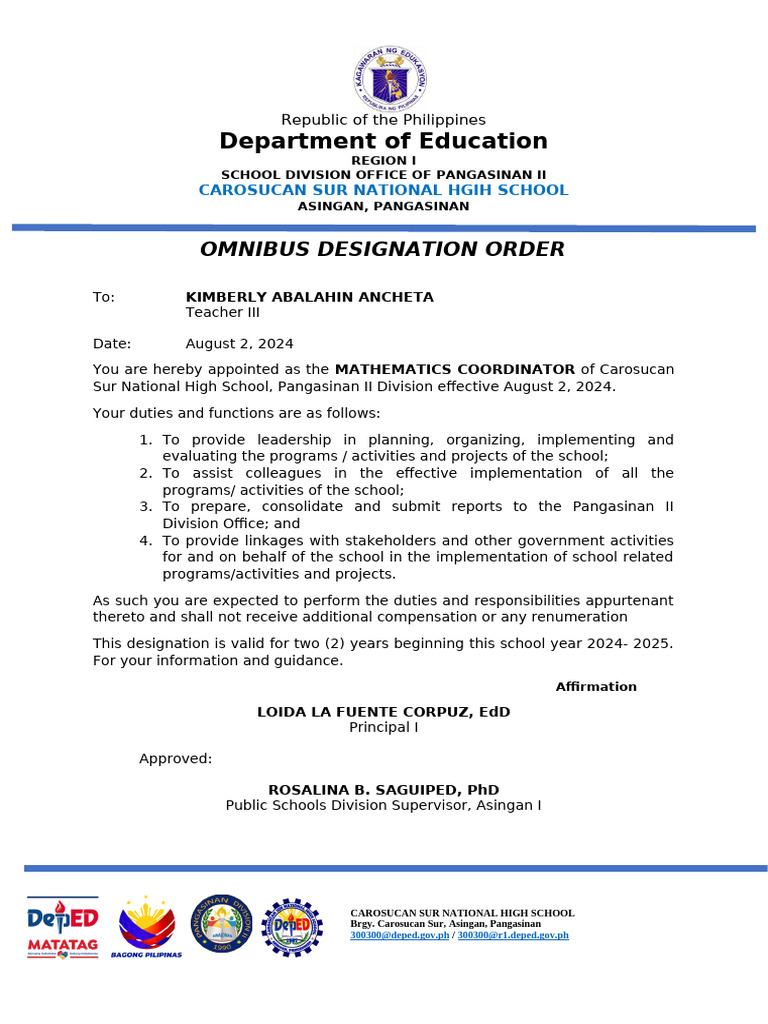 Omnibus Designation | PDF | Public Administration | Government