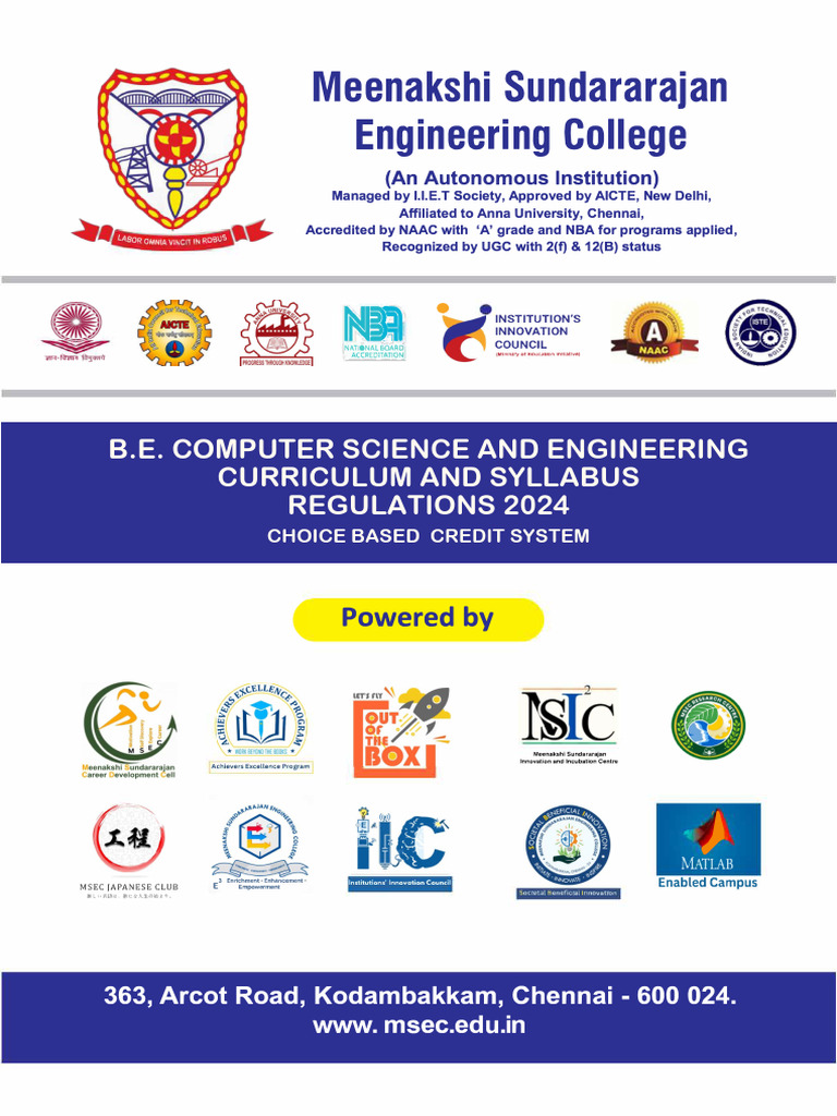 B.E. Computer Science Curriculum 2024 | PDF | Integral | Derivative